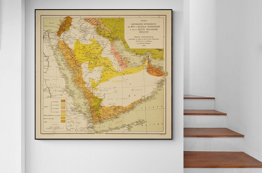 1918 Map Showing the Sunni and Shia Muslim Populations in Arabia Islam ...