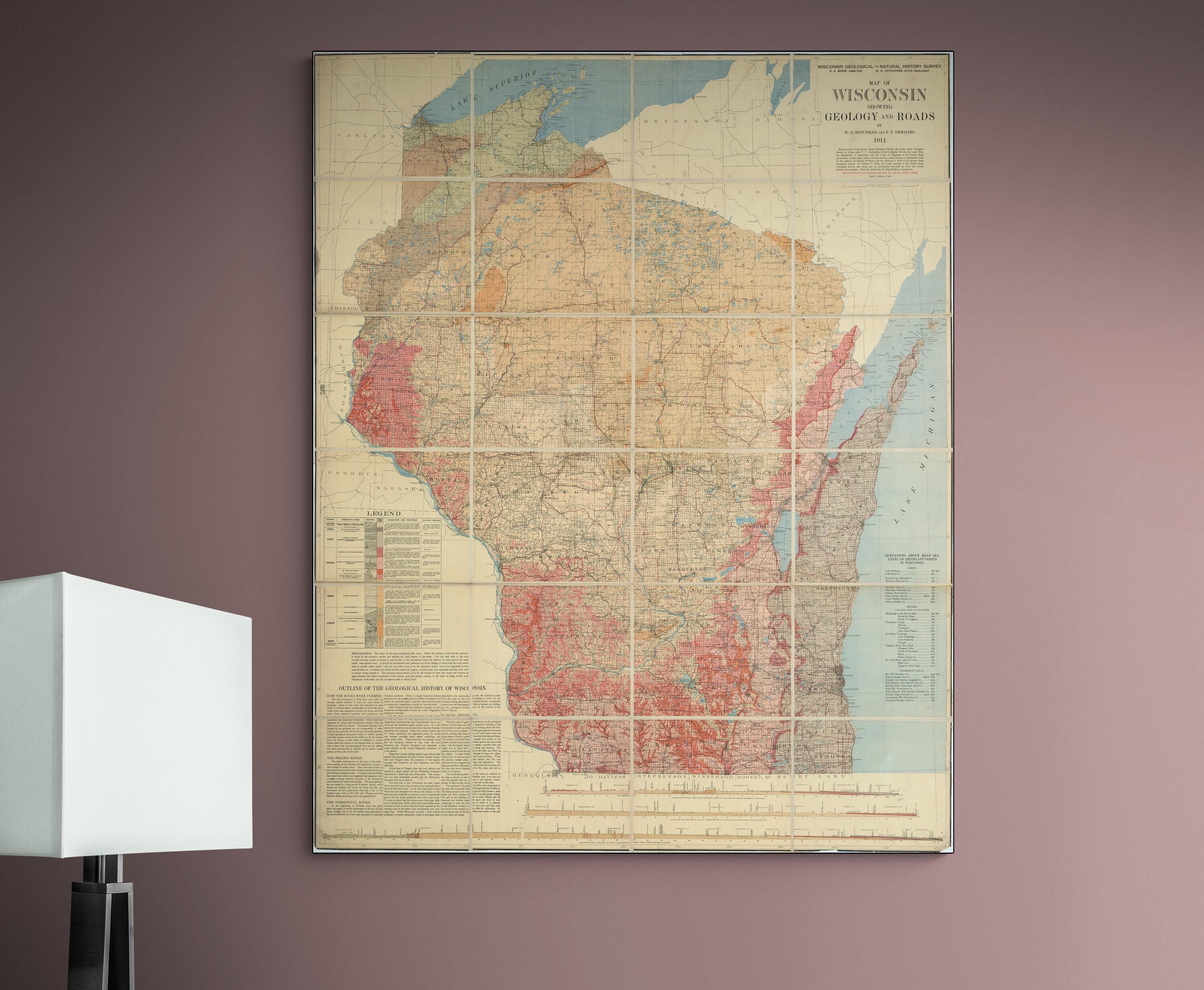 1911 Geological Map of Wisconsin – Detailed Early 20th Century Survey ...