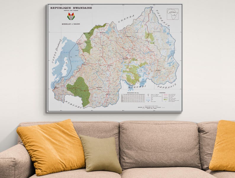1969 Map of Rwanda – Post-independence National Map Showing Provinces ...