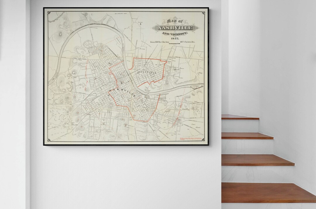 1879 Map of Nashville Tennessee Historical Southern American History ...