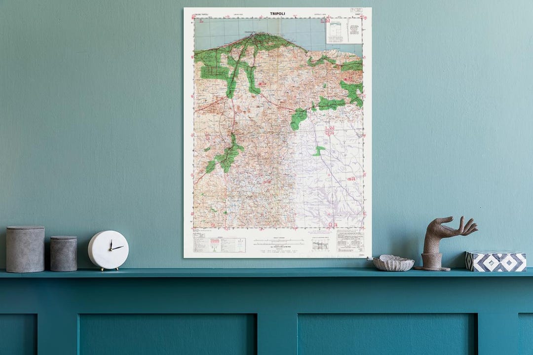 1942 Military Map of Tripoli Libya North African Campaign Historical ...