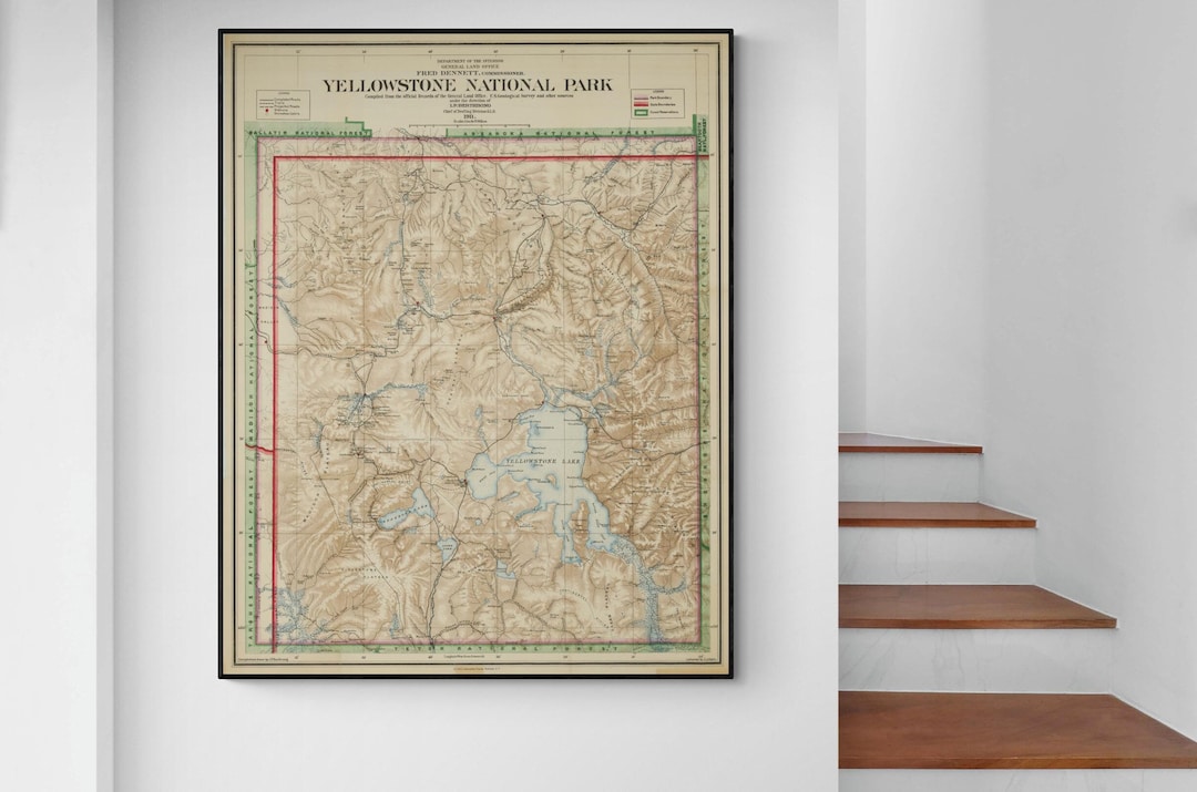 1911 Map of Yellowstone National Park Historical American Geography ...