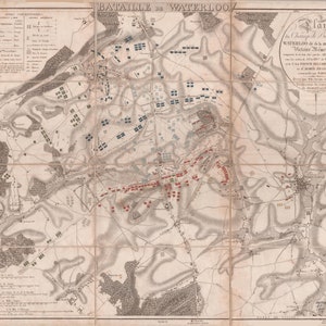 1815 Map of the Battle of Waterloo Battle Map Napoleonic Wars Military ...