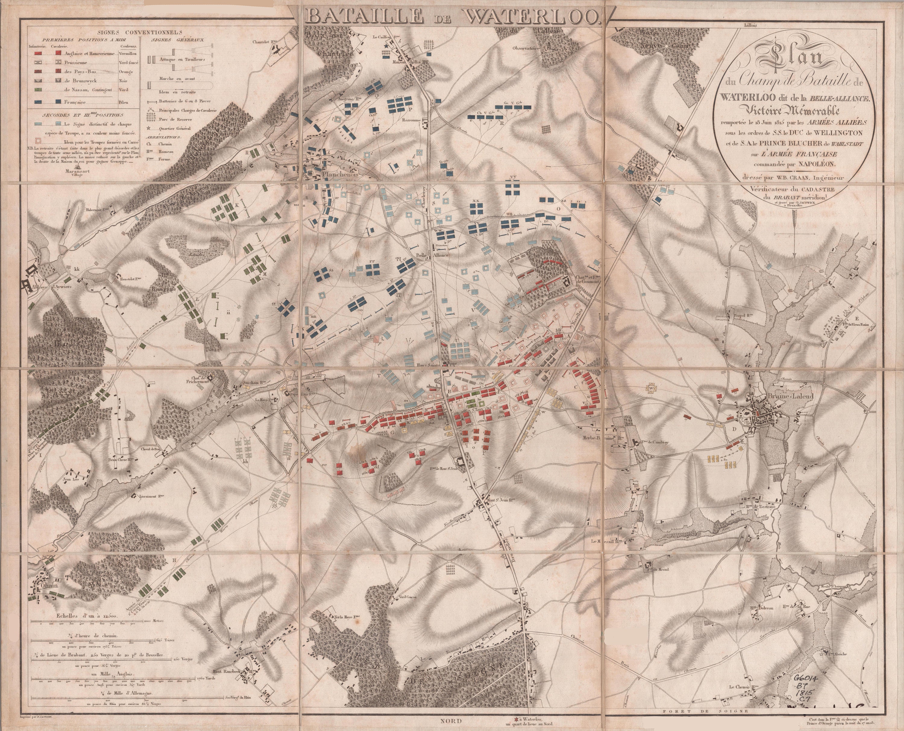 1815 Map of the Battle of Waterloo Battle Map Napoleonic Wars Military ...