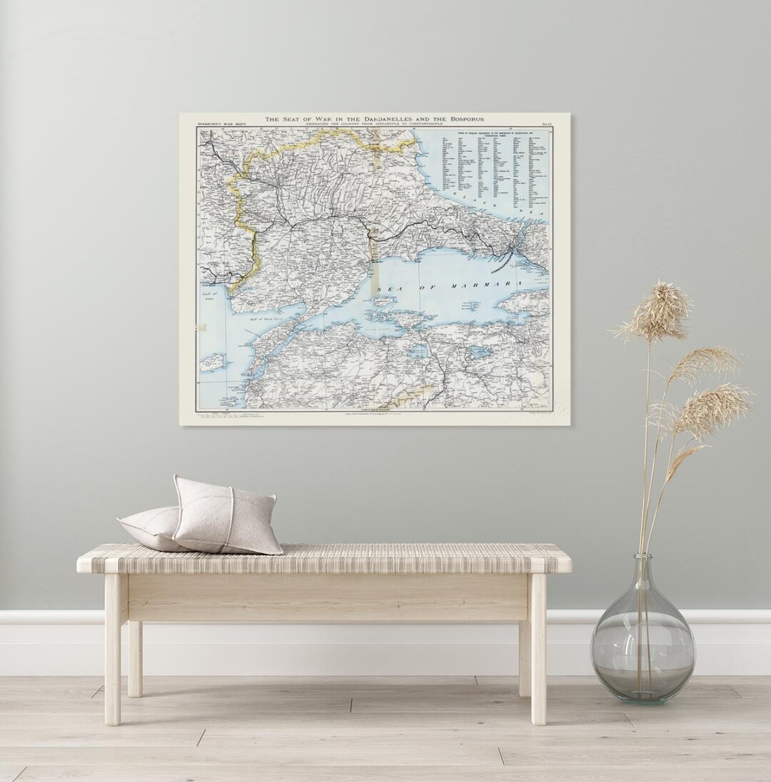 1915 Map of the World War 1 Gallipoli Campaign Dardanelles Campaign WW1 ...