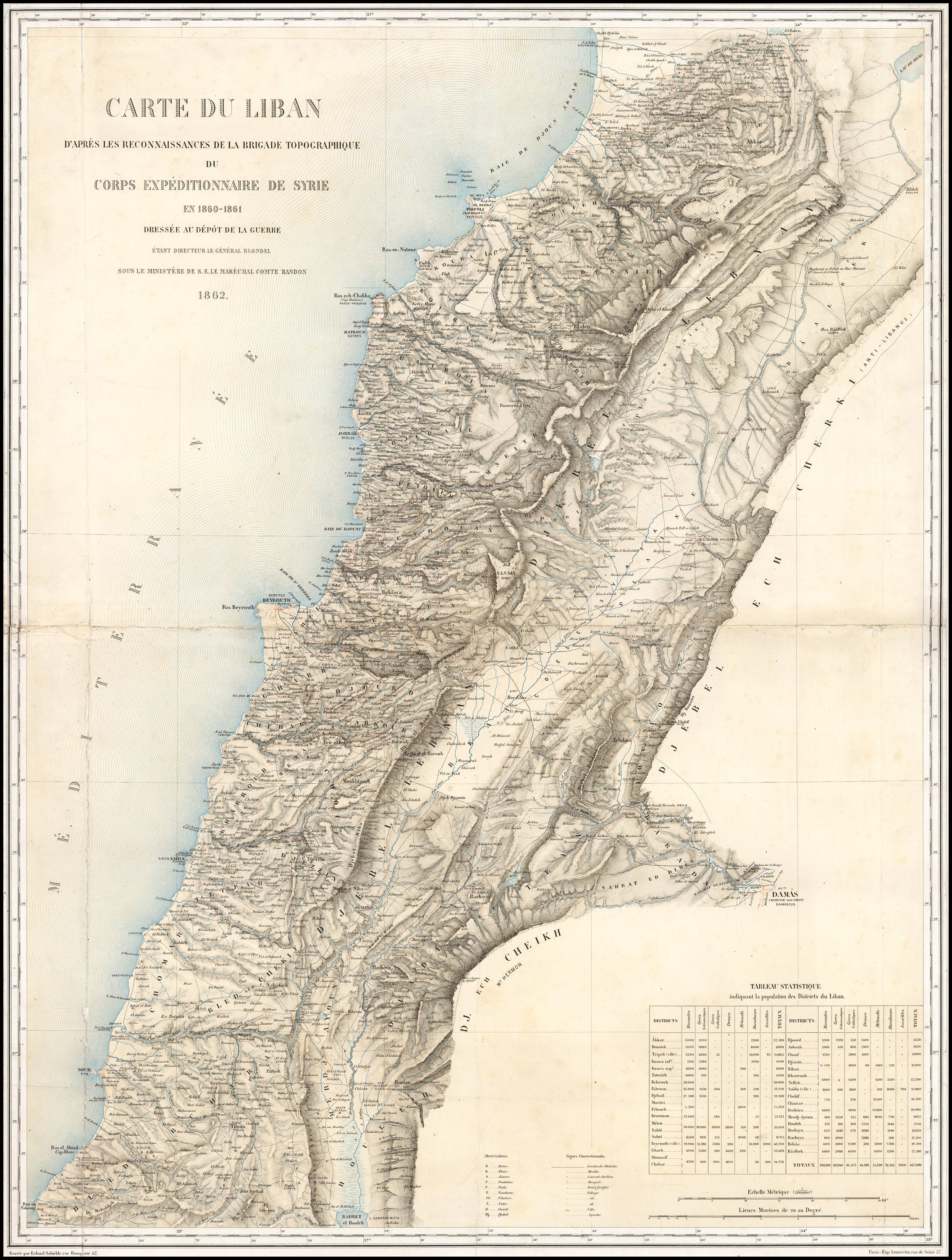 1862 Earliest Modern Map of Lebanon Antique Geography - Etsy