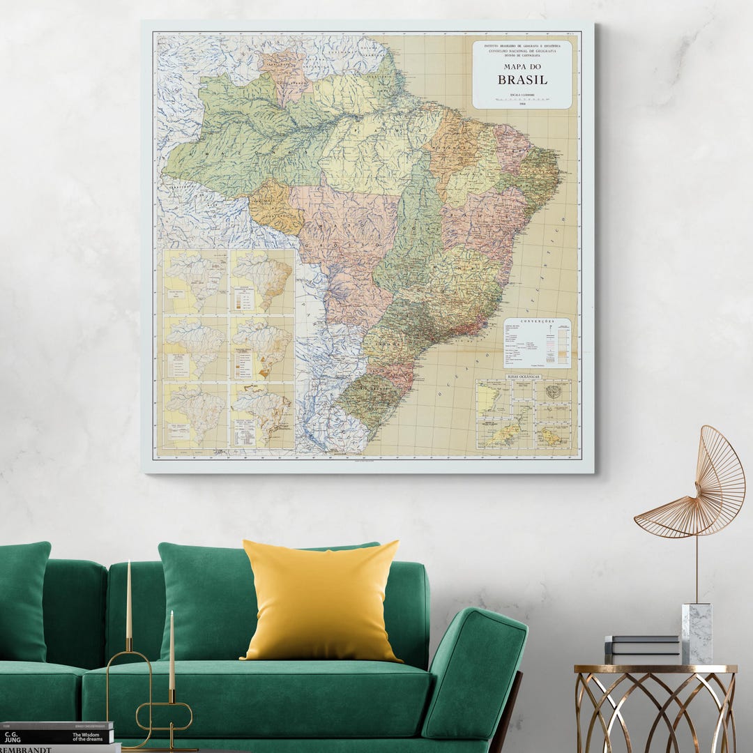 1954 Map of Brazil – Mid-20th Century Political and Geographic Map ...