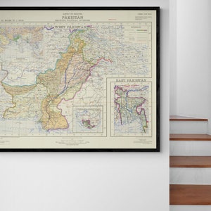 1953 Map of Pakistan Antique Geography Historical Middle East ...