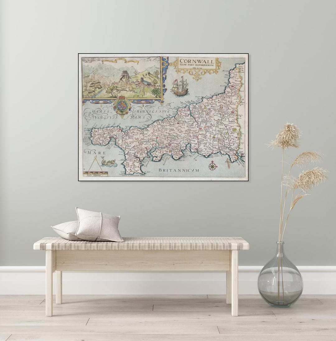 1607 Christopher Saxton Map of Cornwall England European Geography ...