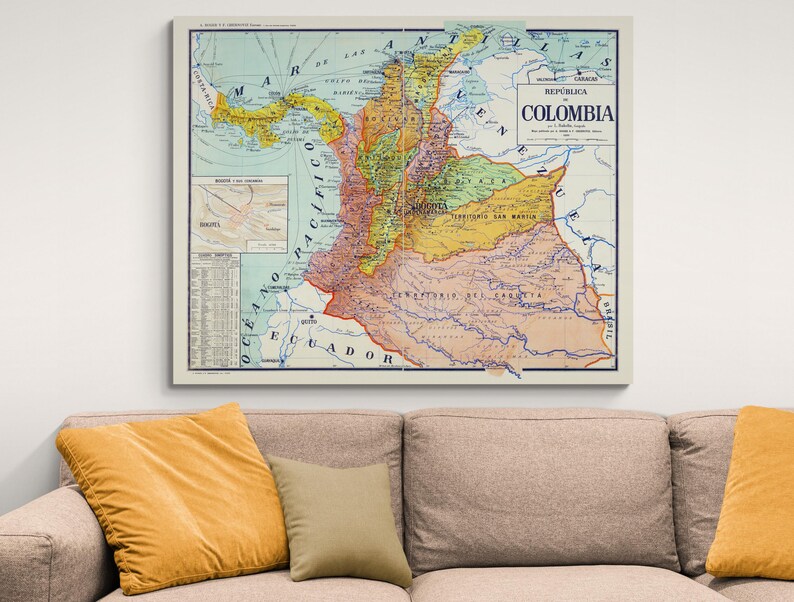 1899 Map of Colombia – Historic South American Map Showing National ...