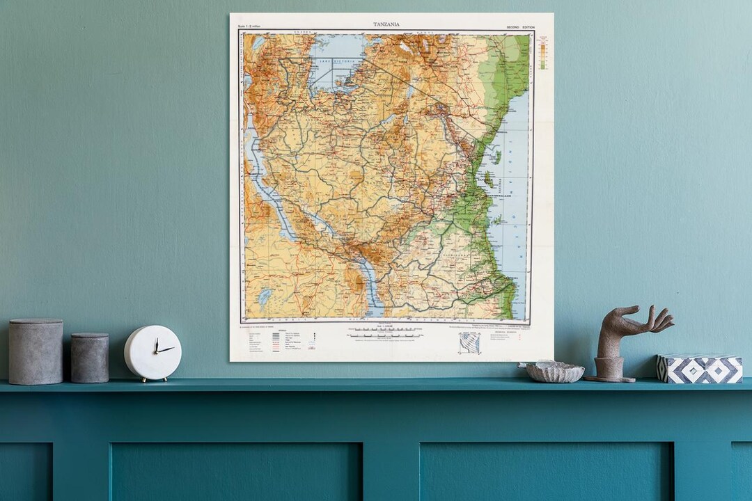 1972 Map of Tanzania Historical African Geography Vintage Tanzanian ...