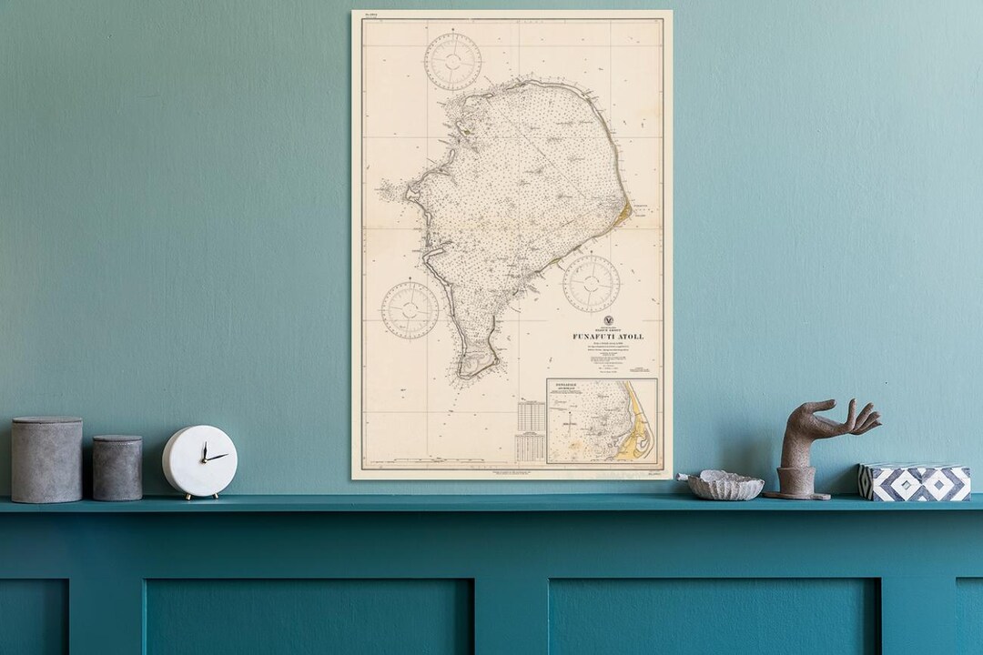 1896 Map of Funafuti Atoll Tuvalu Historical Oceania Geography Tuvaluan ...
