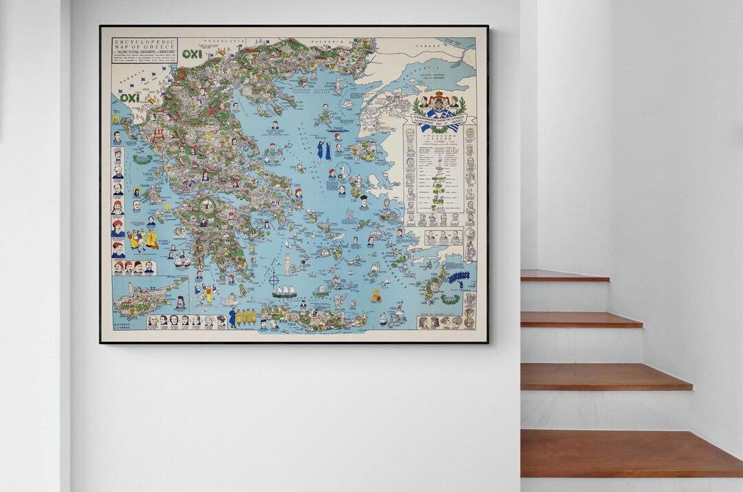 Pictorial Map of Greece Historical Mediterranean Cartography World ...