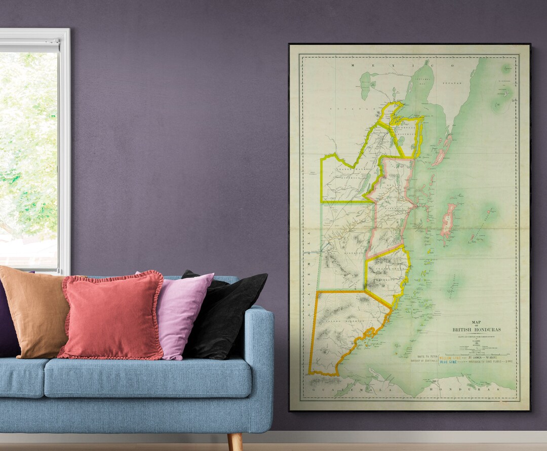 1921 Map of Belize British Honduras Central American Geography Old ...