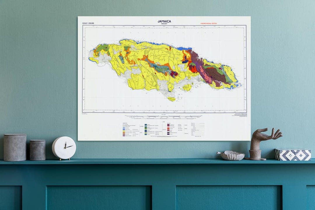 Geological Map of Jamaica Historical Caribbean Geography Vintage ...
