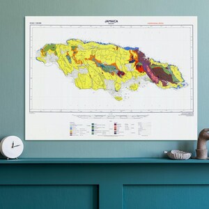 Geological Map of Jamaica Historical Caribbean Geography Vintage ...