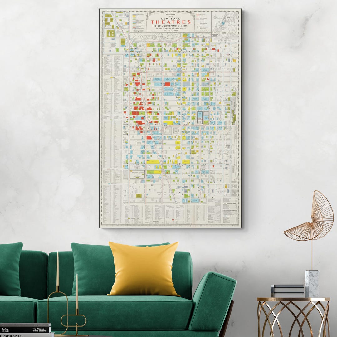 Map of Broadway Theatre District – Midtown Manhattan Showing Historic ...