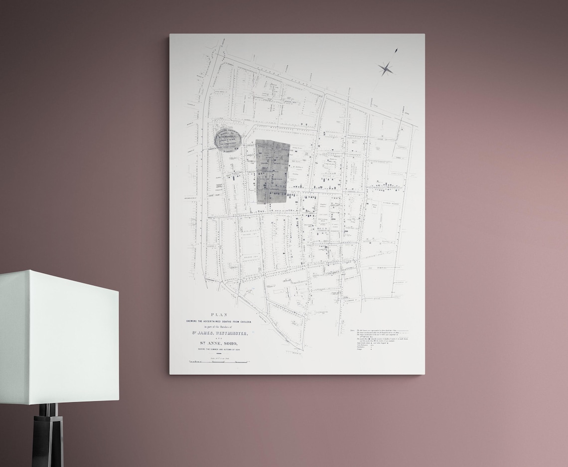 1854 Map of London Broad Street Cholera Outbreak – Historic Medical ...