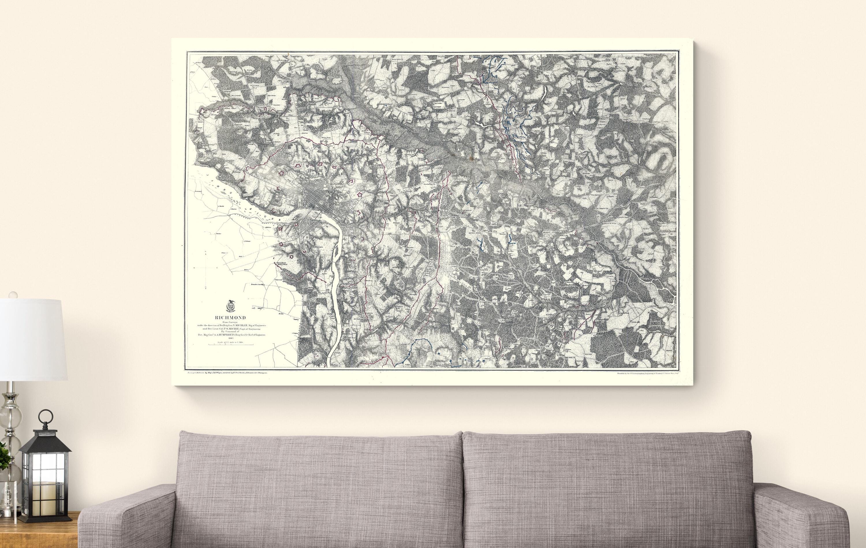 Map of the 1862 Civil War Battle of Richmond – Battlefield Plan Showing ...