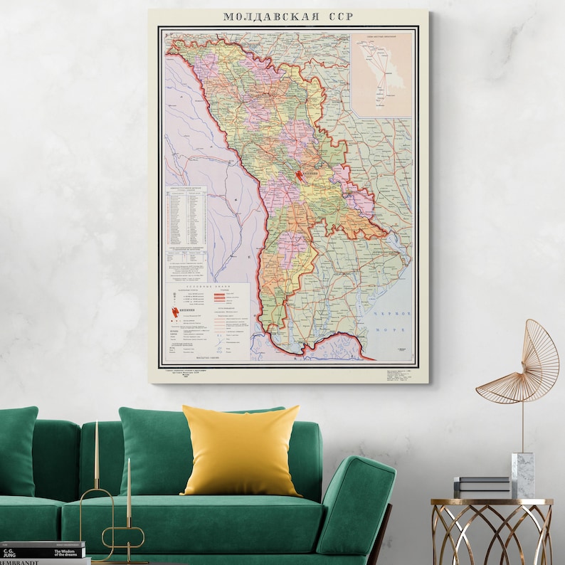 1969 Map of Moldova – Historic Soviet-era Cartography – Moldovan ...