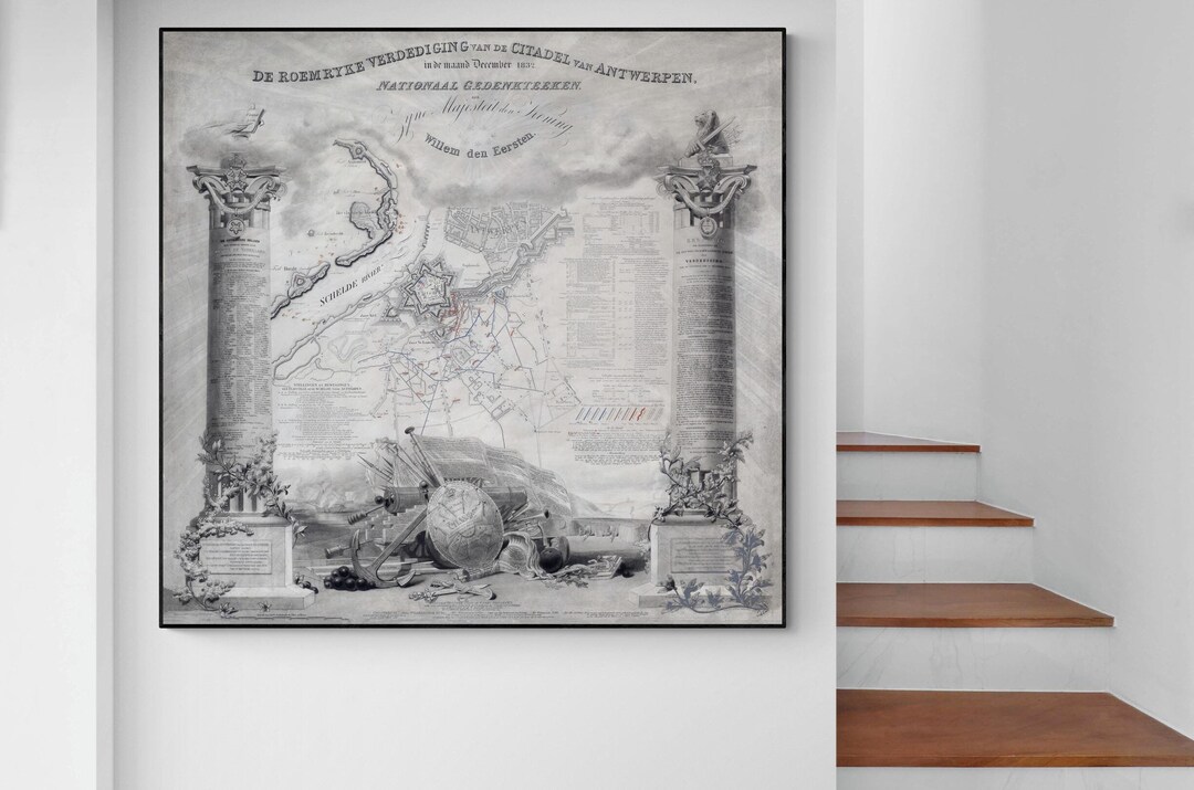 1835 Map of the Siege of Antwerp Belgium During Belgian Revolution ...