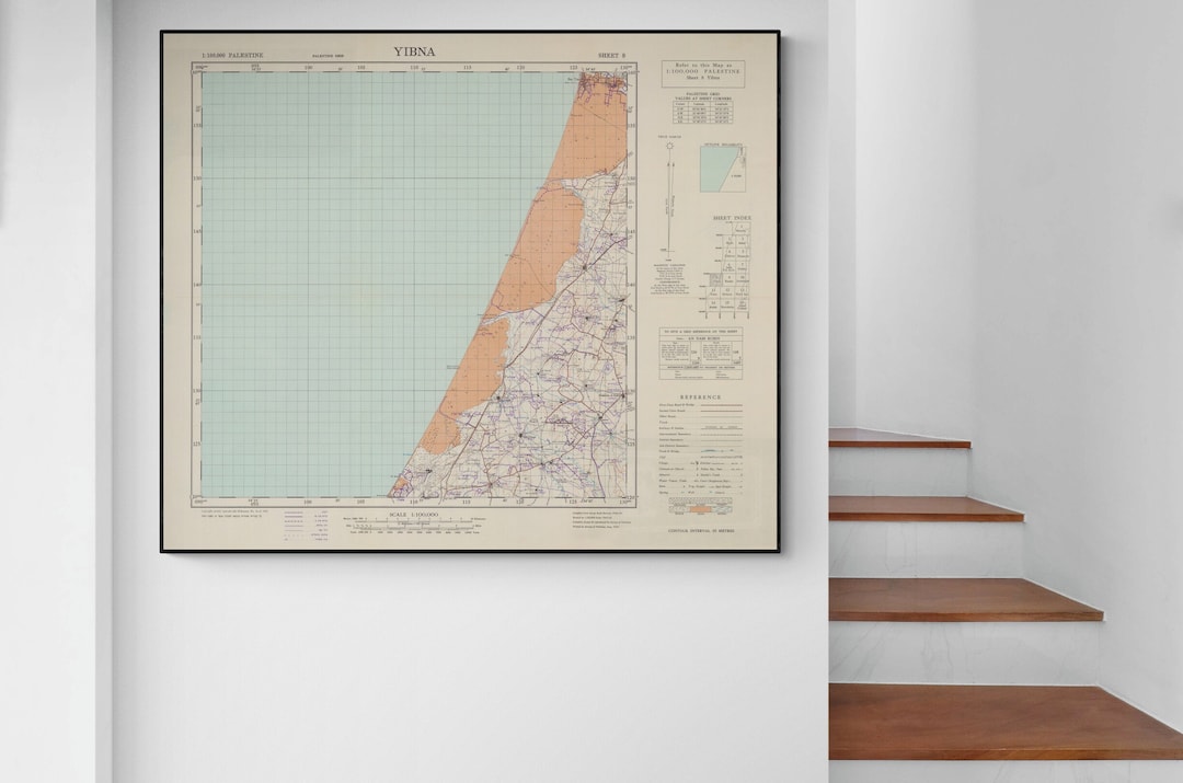 1942 Survey of Palestine Map of Yibna Tel Yavne Middle Eastern ...
