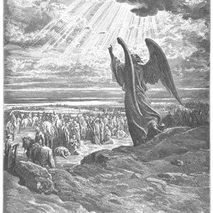 Angel Appears to Joshua Commander of God's Army Gustave Dore Antique ...