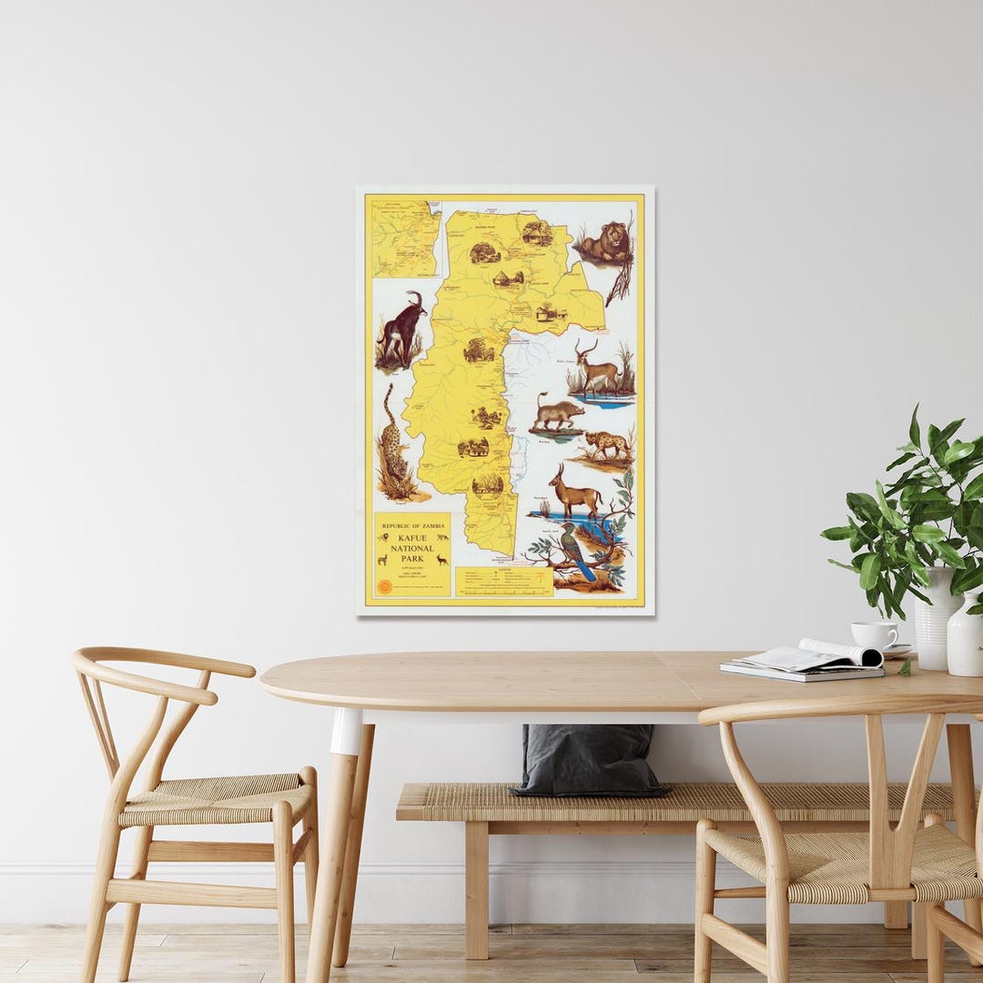 1968 Map of Kafue National Park Zambia Historical African Safari ...