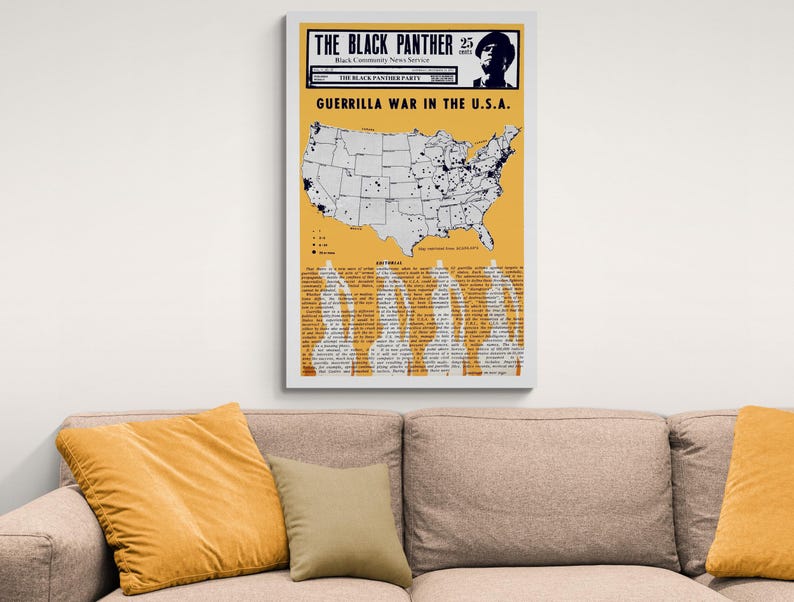 1970 Black Panther Guerrilla Warfare Map – Civil Rights Era Political ...