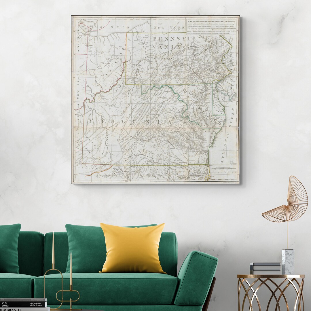1787 Thomas Jefferson Map of Virginia – Revolutionary Era State Plan ...