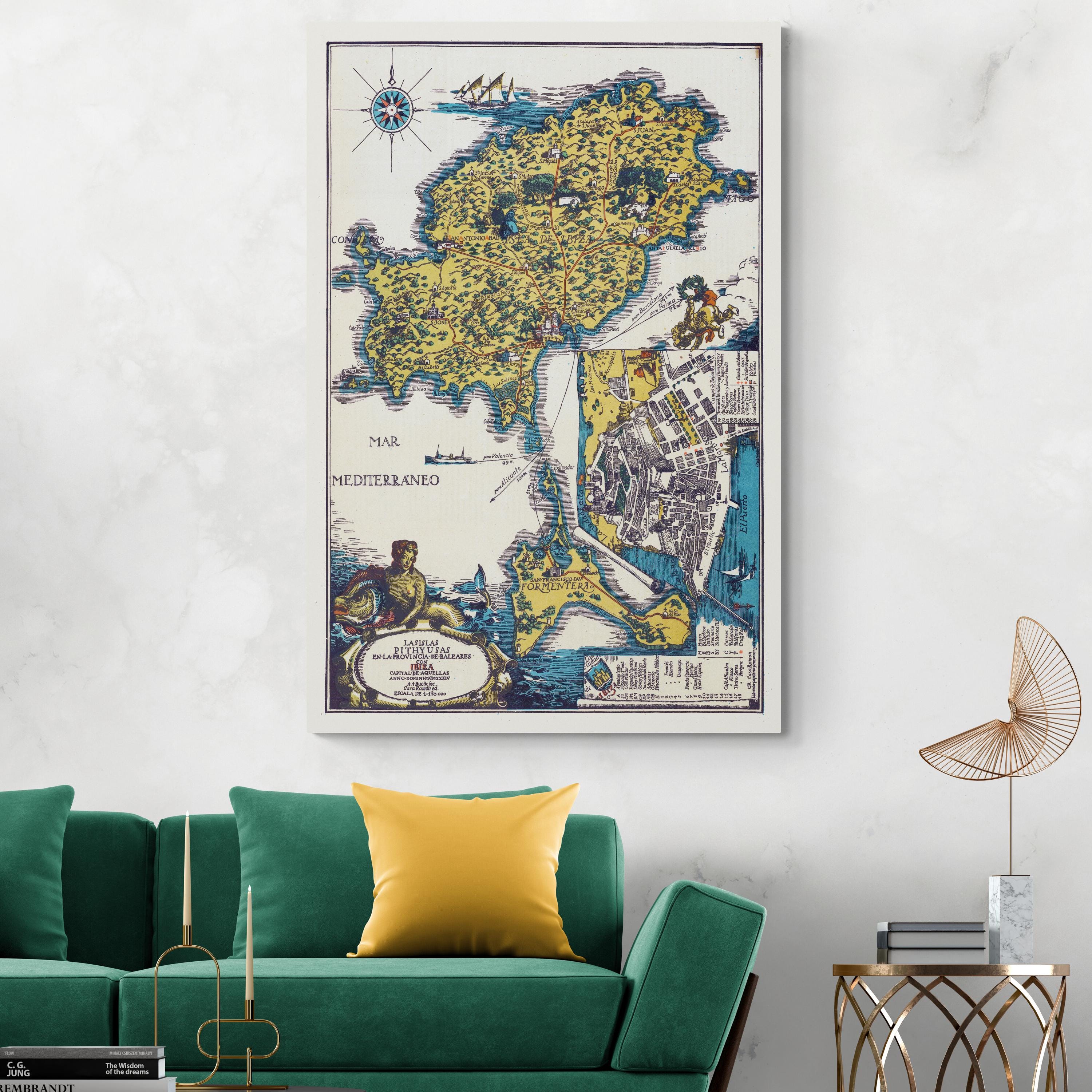 Pictorial Map of the Island of Ibiza – Illustrated Balearic Islands Map ...