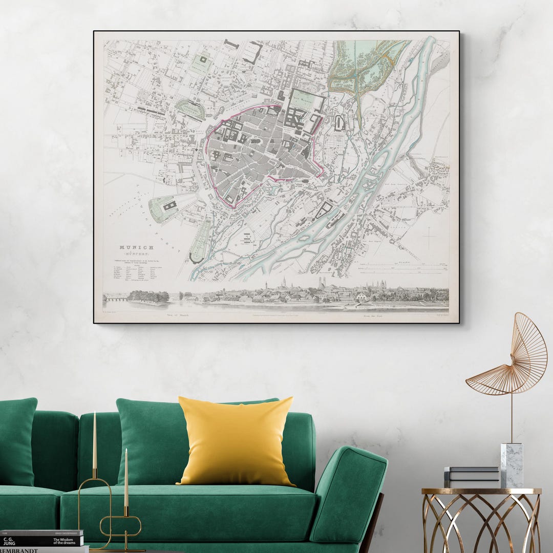 1832 Map of Munich Germany – Bavarian City Cartography Showing Streets ...