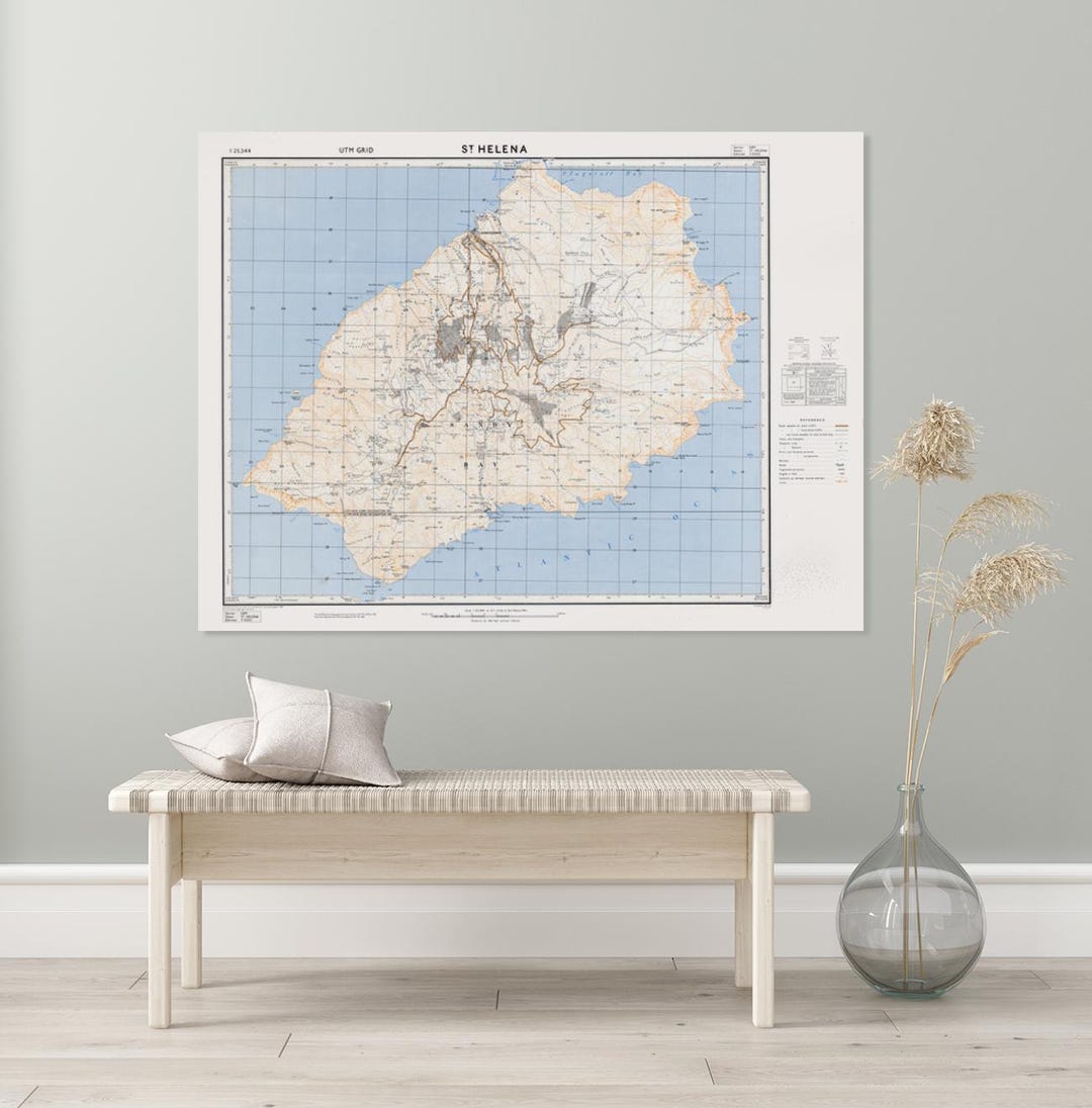 1966 Map of Saint Helena British Overseas Territory Geography Saint ...