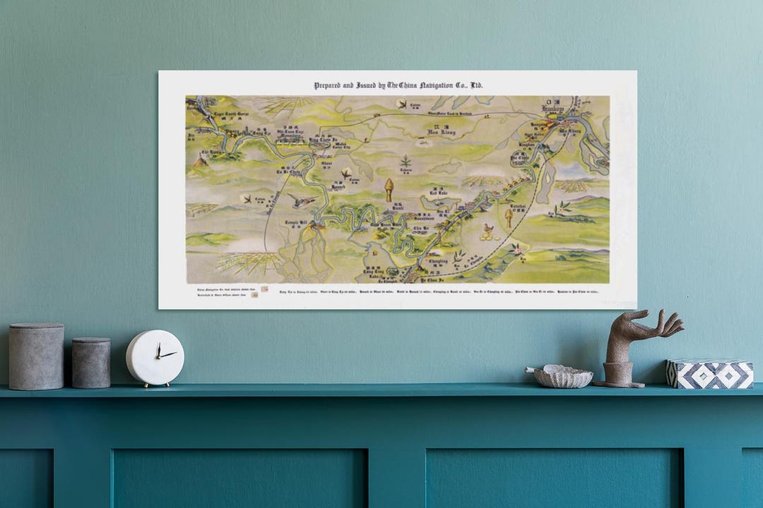 Pictorial Map of the Yangtze River Valley China Historical Asian ...