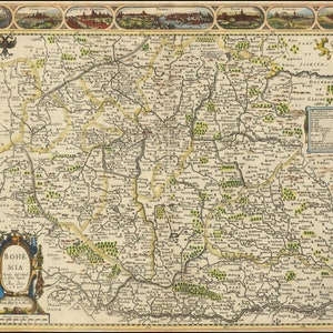 1625 John Speed Map of Bohemia Modern Day Czech Republic Czechia ...