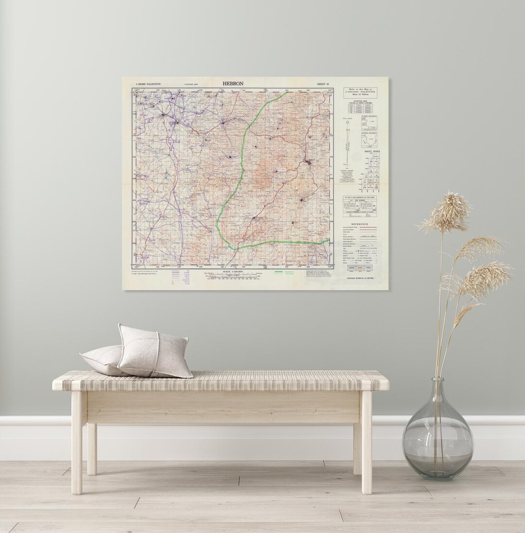 Survey of Palestine Map of Hebron West Bank Middle Eastern Holy Land ...