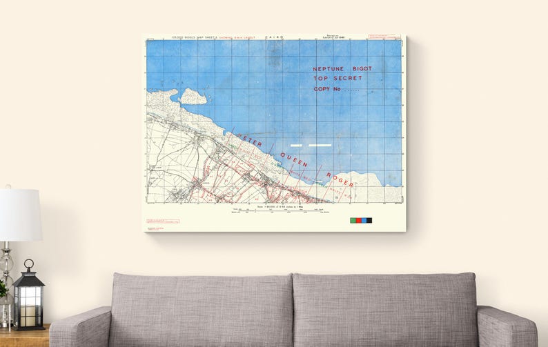 1944 BIGOT Map of D-day Sword Beach – Top Secret British Landing Plan ...