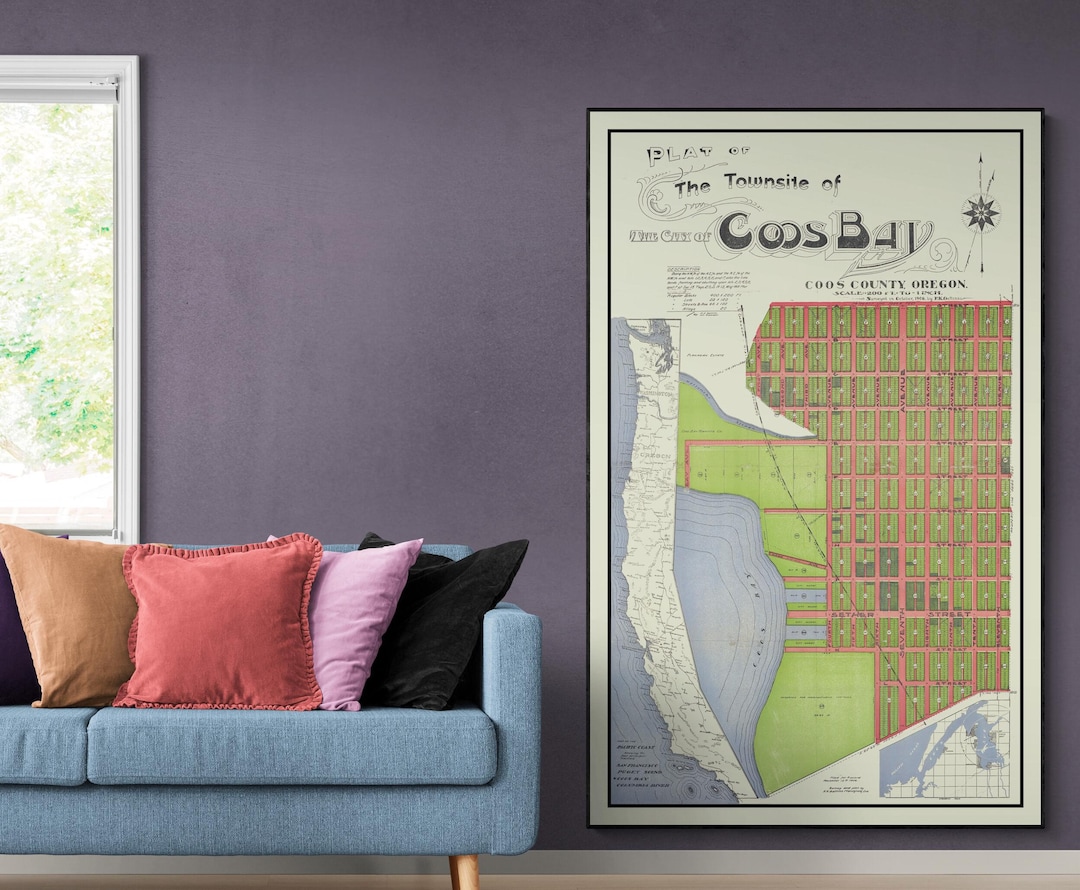 1906 City Map of Coos Bay Oregon Historical American Geography Vintage ...
