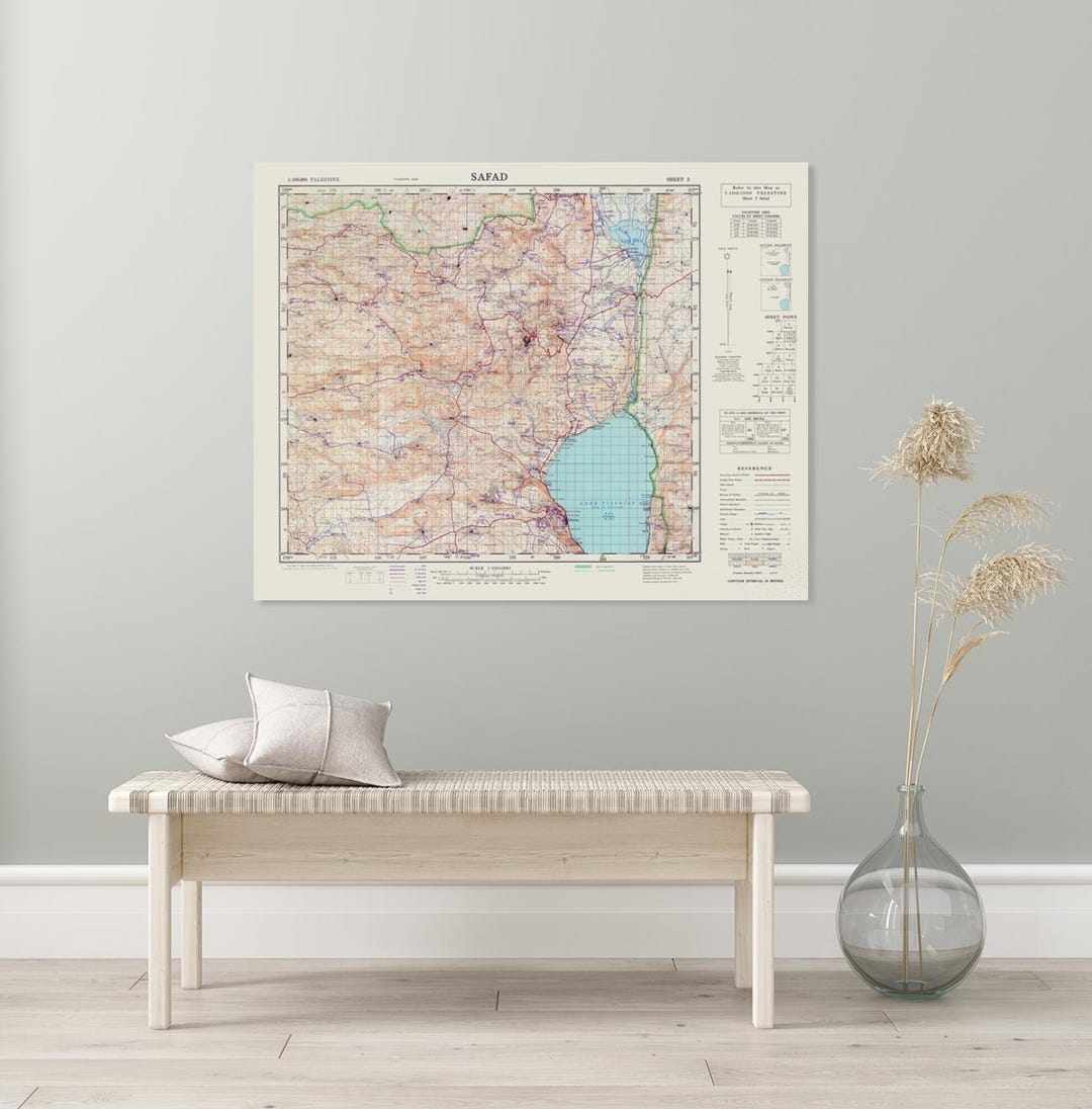 Survey of Palestine Map of Safed Tzfat Middle Eastern Holy Land ...