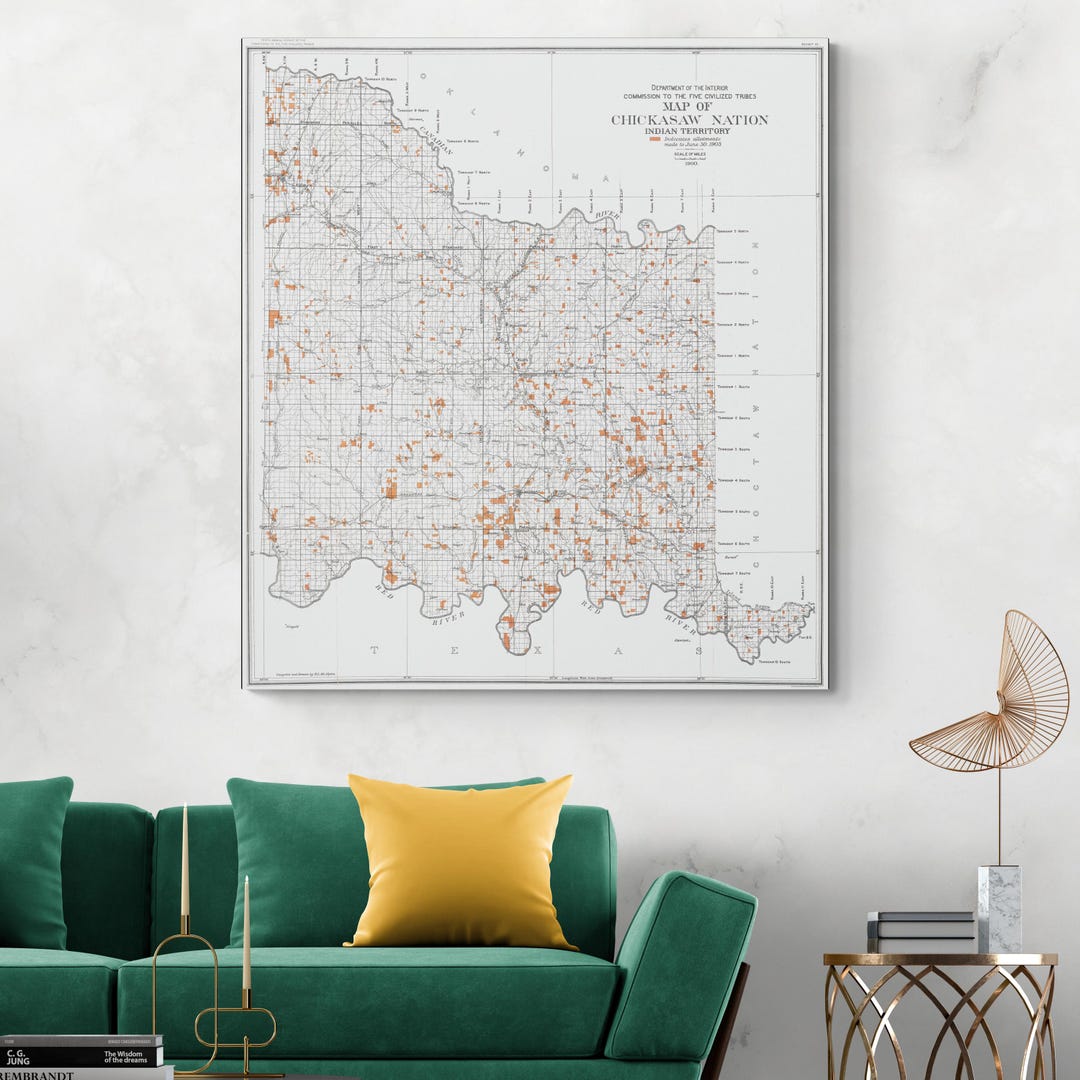 1900 Map of Chickasaw Nation, Indian Territory – Native American Land ...