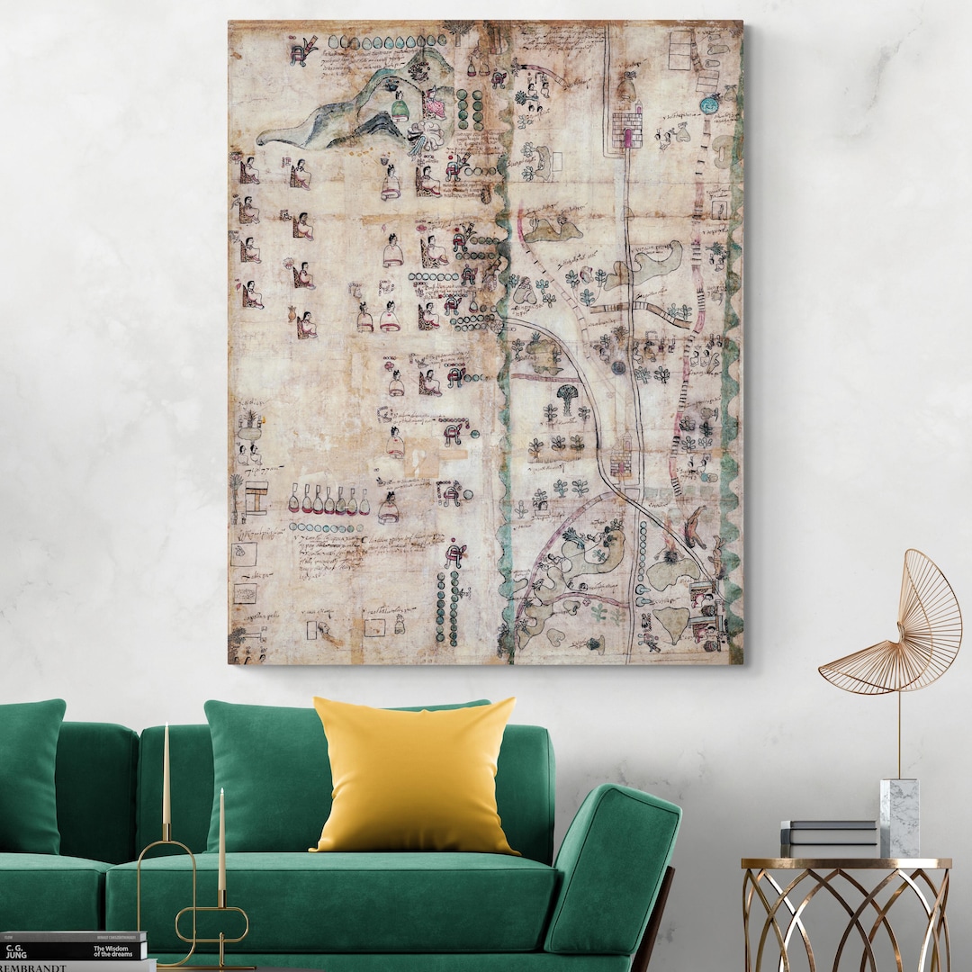 1593 Codex Quetzalecatzin Aztec Map of Oaxaca and Puebla Mexico ...