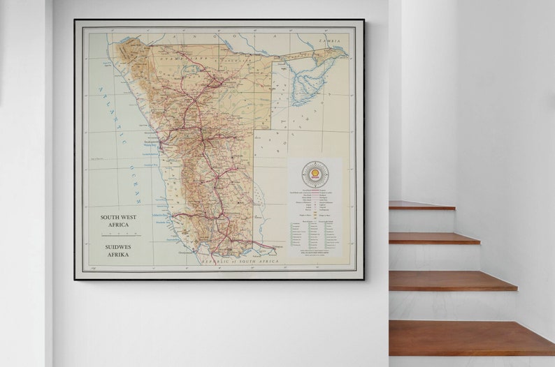 1965 Karte von Namibia Afrika Historische Afrikanische Geographie ...