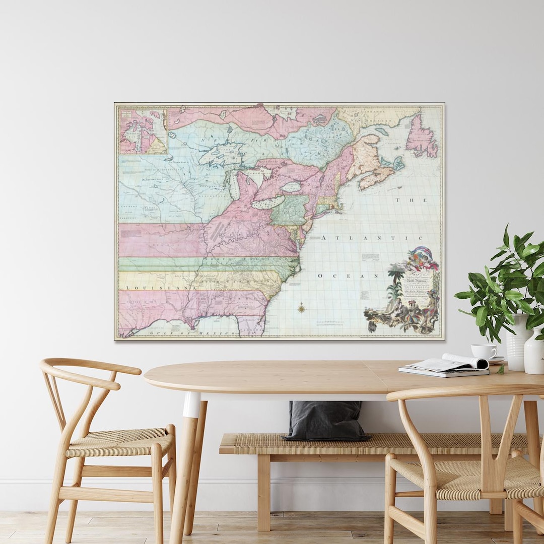 1755 John Mitchell Map of North America Colonial American History ...