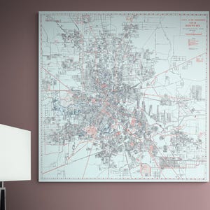 1950 Map of Houston Texas – Mid-century City Cartography – Roads ...