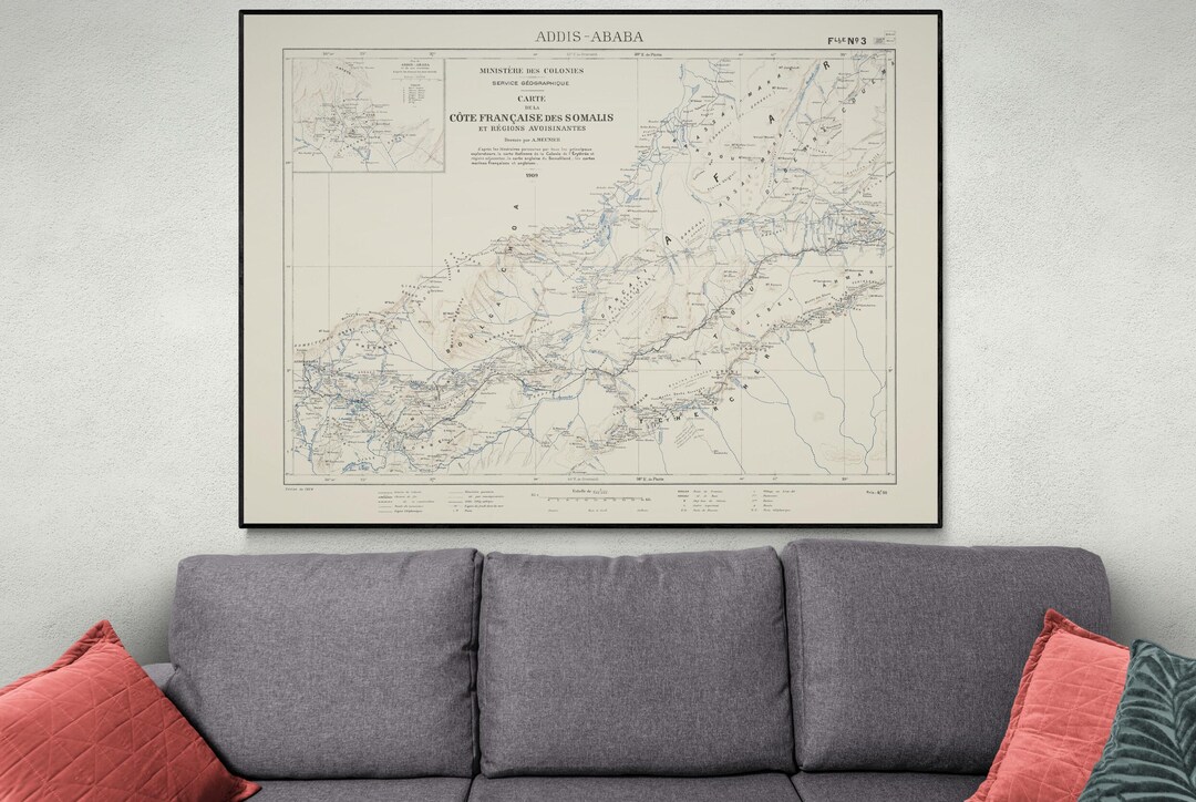1908 Map of Addis Ababa Capital City of Ethiopia Historical North ...