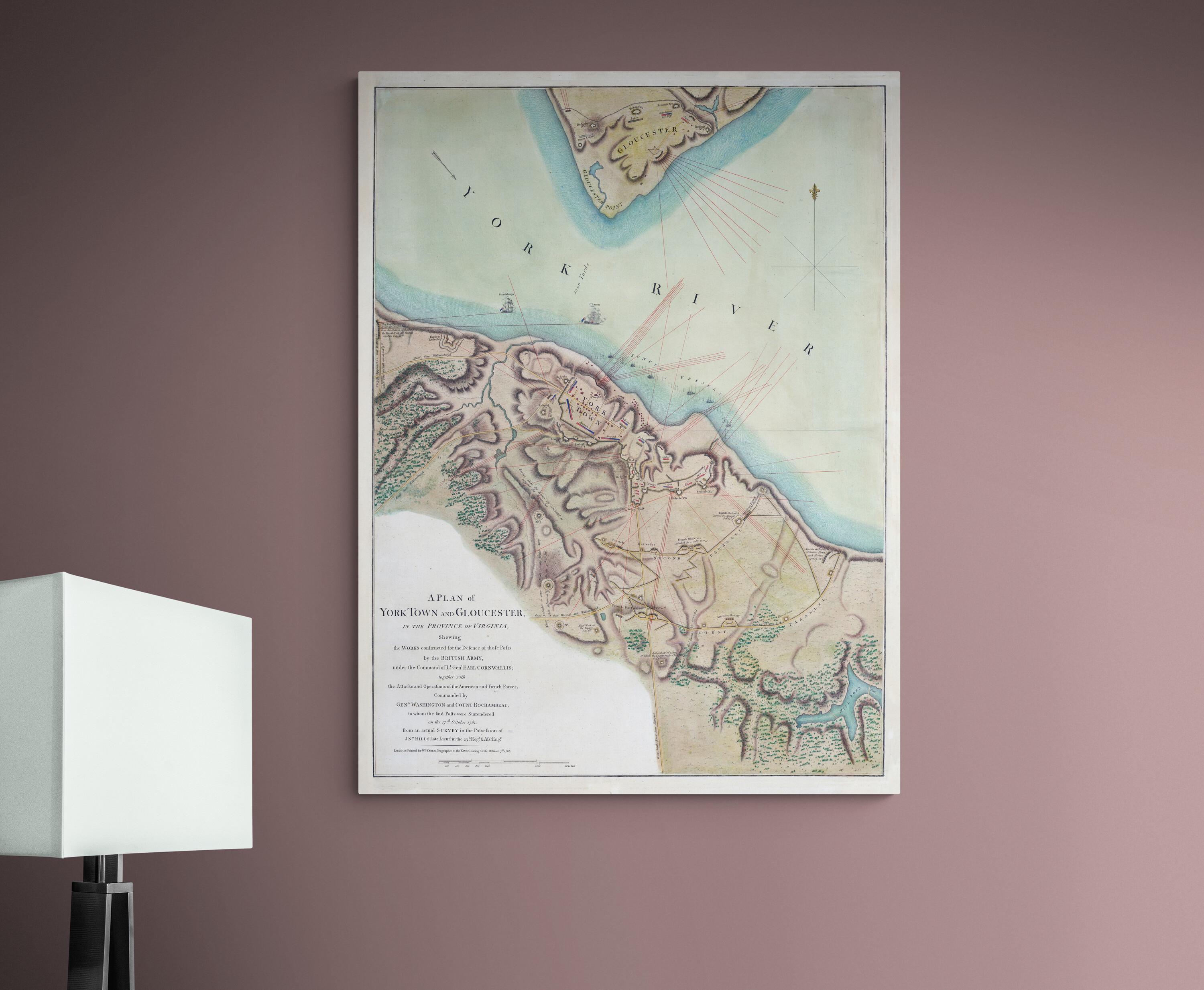 1781 British Military Map of the Siege of Yorktown – Revolutionary War ...