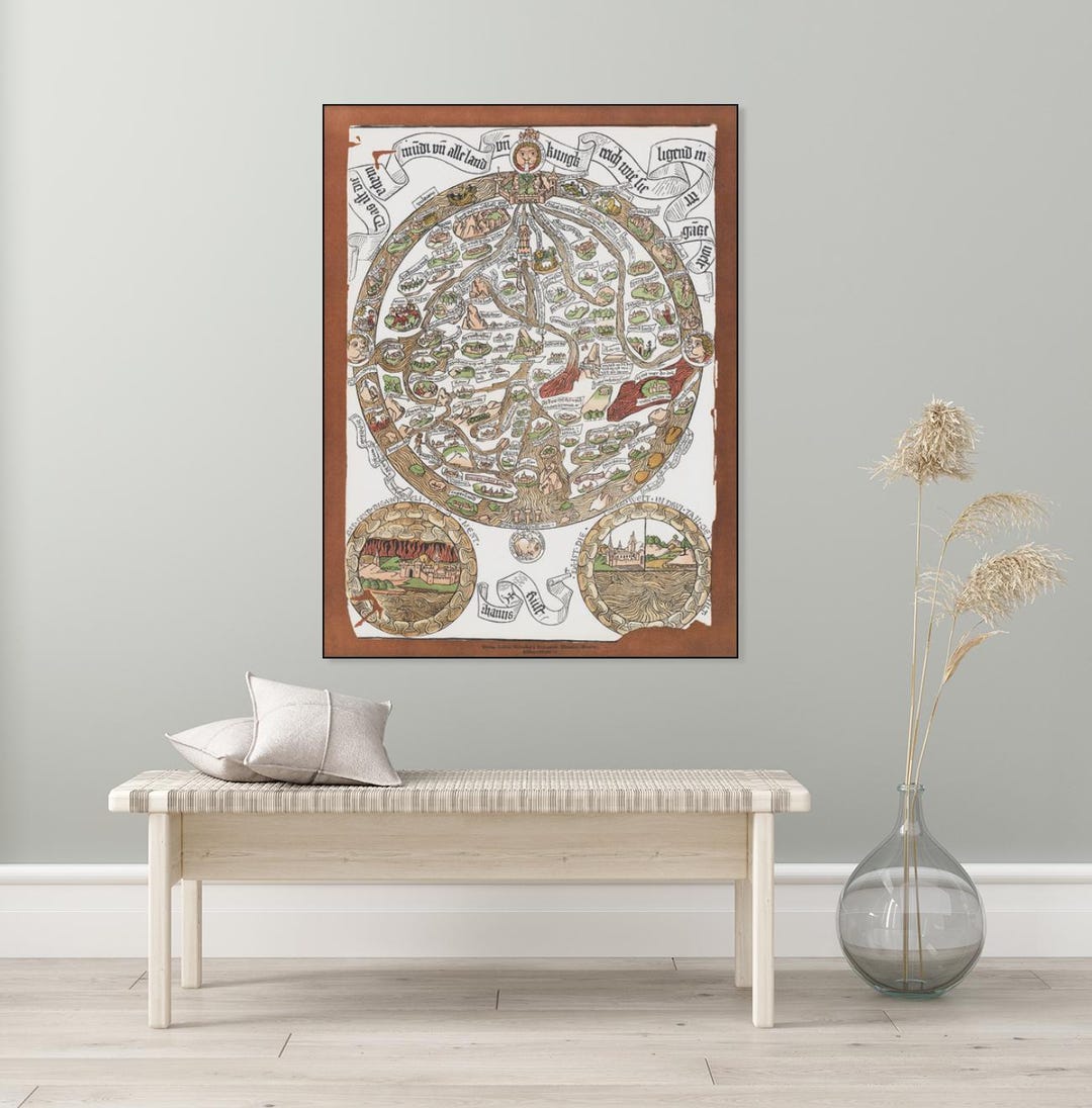 14th Century Mappa Mundi Medieval World Map Pre-columbus Flat Earth ...