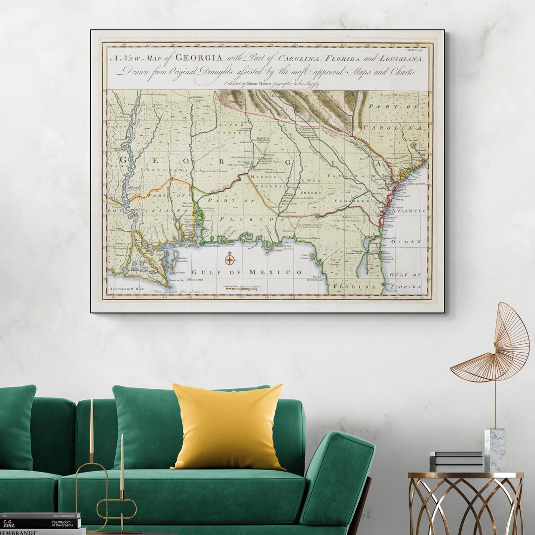1748 Historical Map of Georgia – Earliest Colonial American Cartography ...