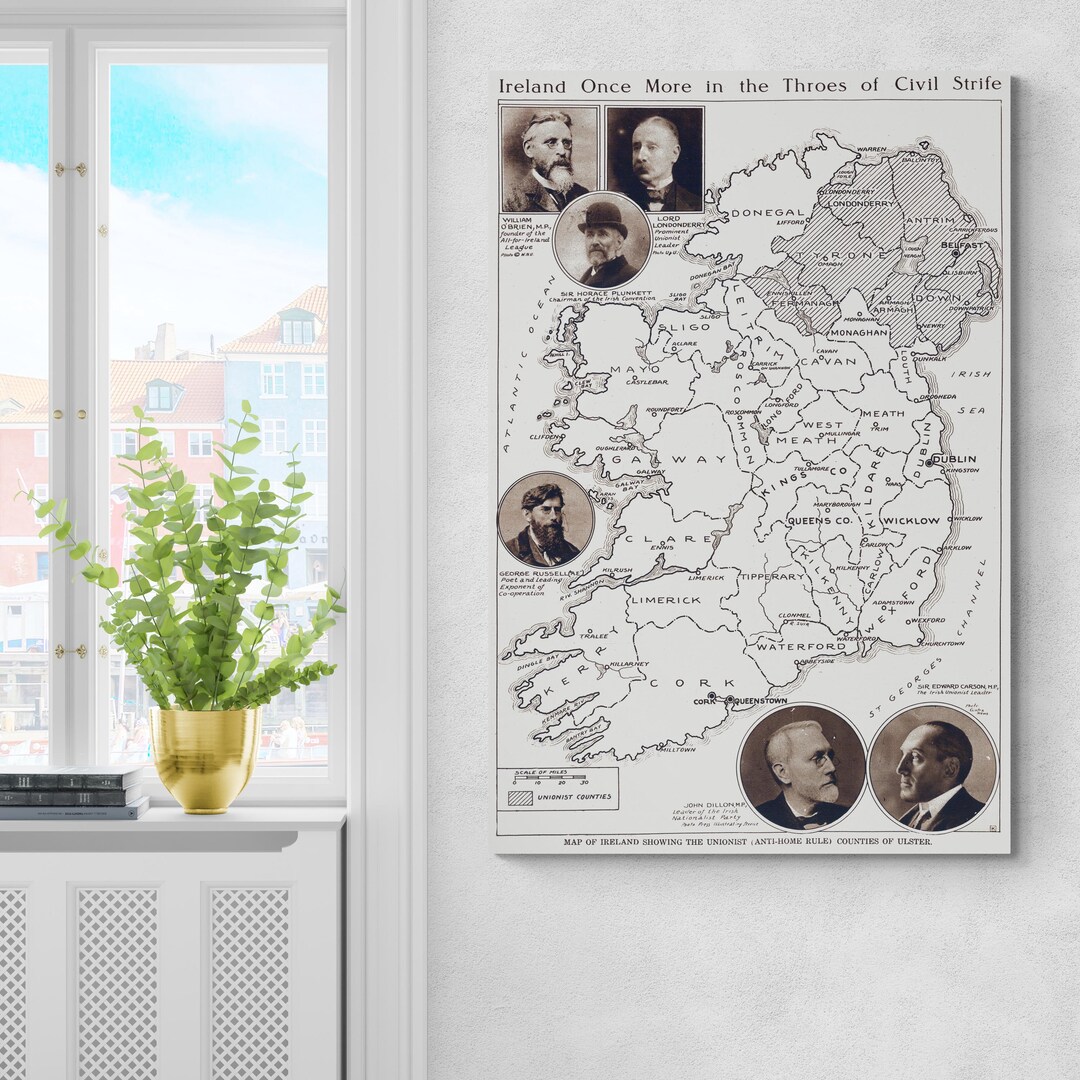 1918 Political Map of Ireland – Historic Map Showing Counties ...