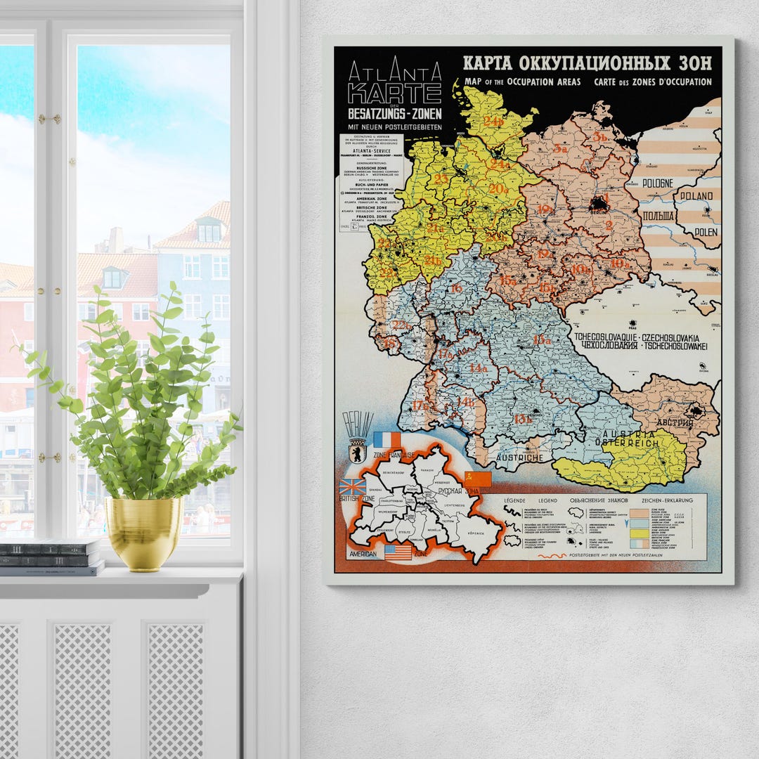 1946 Map of Post-war Germany – Allied Occupation Zones After WWII ...